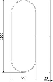 Mexen Loft oválné koupelnové zrcadlo 100 x 35 cm, černý rám - 9851-100-035-000-70