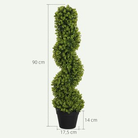 HOMCOM Sada 2 umělých spirálovitých eukalyptů, 90 cm pokojová rostlina, umělá rostlina, velká dekorativní rostlina v květináči pro domácnost, kancelá…