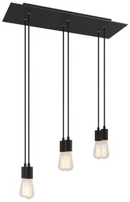 creative cables Závěsná lampa s 6 světly, s obdélníkovým XXL baldachýnem Rose-one, textilním kabelem a kovovými komponenty Barva: Matný černý dibond