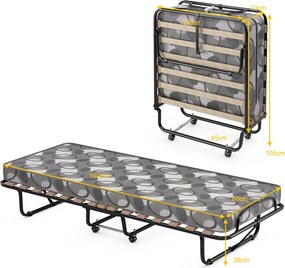 Costway Skládací postel s matrací přenosná a pro hosty šedá made in Italy Původ