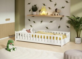 Dětská Montessori postel z masivu borovice VILÉM - 200x90 cm - BÍLÁ