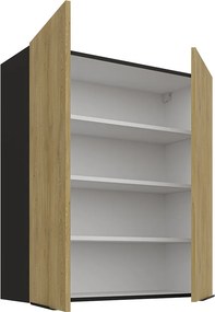 CREMONA cc | horní skříňka 80 G-90 2F policová | 80 cm | VYSOKÁ | černá/cremona