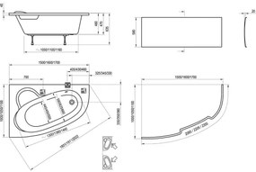 Ravak C461000000 - Rohová vana ASYMMETRIC 160x105 cm akrylát/bílá