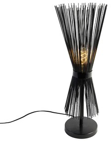 Venkovská stolní lampa černá - Smeták