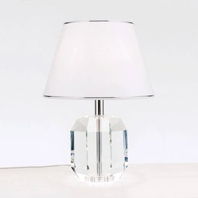 Stolní lampa Alexis s křišťálem chrom/bílá