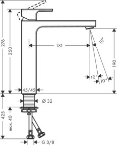 Hansgrohe Vernis Shape - Páková umyvadlová baterie 190 bez odtokové soupravy, chrom 71591000