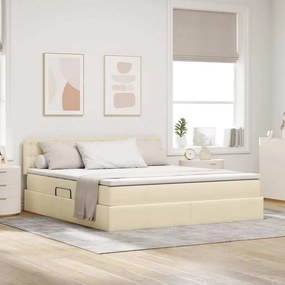 Postel s úložným prostorem a matrací Krémová 160 x 200 cm Samet 3370648
