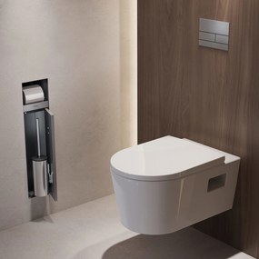 Hansgrohe XtraStoris Rock, wc kartáč na vestavbu s držákem na toaletní papír, nerez, HAN-56062800