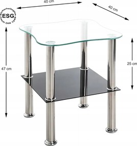 Haku Moderní konferenční stolek 40x40x47 cm sklo nerezová ocel