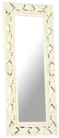 vidaXL Ručně vyřezávané zrcadlo bílé 110 x 50 cm masivní mangovník