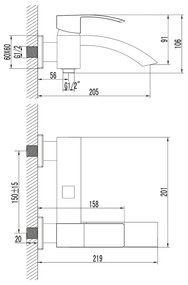 Sapho GINKO nástěnná vanová baterie, černá mat 1101-10B