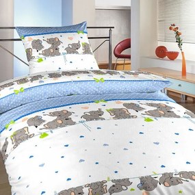 Dadka Povlečení krep do postýlky Sloni denim 90x130, 45x60 cm