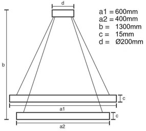 LED Stmívatelný lustr na lanku LED/65W/230V 3000-6500K + dálkové ovládání