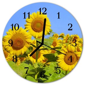 Skleněné hodiny kulaté slunečnice