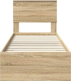 Rám postele Sonoma dub a stříbrná 75 x 190 cm Kompozitní dřevo 3410960