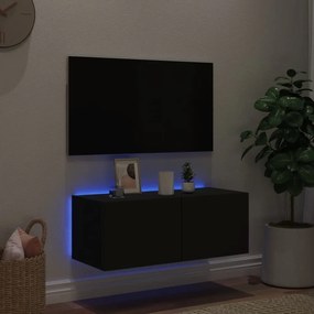 vidaXL Nástěnná TV skříňka s LED osvětlením 80 x 35 x 31 cm [837283] Barva: Černá