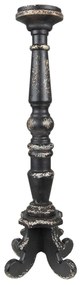 Černý antik dřevěný svícen - Ø 16*65 cm