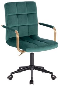LuxuryForm DESIGN Otočná židle VERONA GOLD VELUR na černé podstavě s kolečky - zelená
