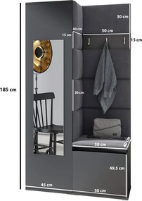 Eka Předsíňová stěna s čalouněnými panely Trinity 13 - Grafit / Béžová 2304
