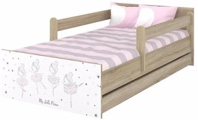 Dětská postel Max Baletka 160x80 cm - HNĚDÁ - 2x krátká zábrana se šuplíkem