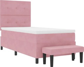 Postel s boxspringem s čelo Růžová 200 x 100 cm samet 3344497