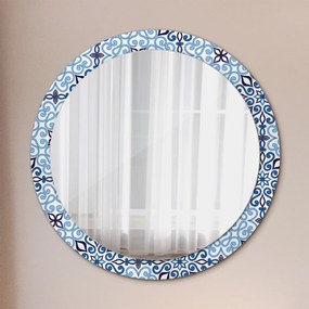 Kulaté dekorativní zrcadlo Modrý arabský vzor fi 90 cm
