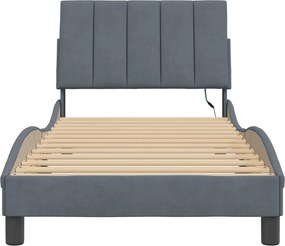 Rám postele s LED osvětlením bez matrace Hanko tmavě šedý 90 x 190 cm samet 3213752