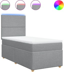 Box spring postel s matrací světle šedý 100 x 200 cm textil 3293484