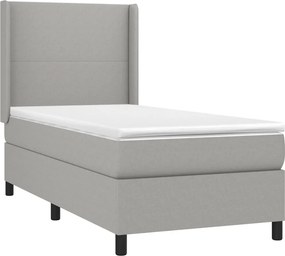Box spring postel s matrací a LED světle šedá 100x200 cm textil 3138133
