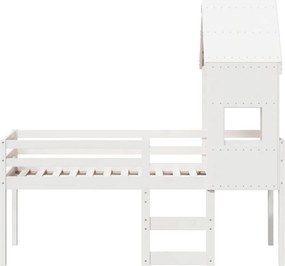 Patrová postel se střechou bílá 90 x 190 cm masivní borovice 3282017
