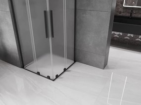 Mexen Velar L Duo, sprchový kout s posuvnými dveřmi 90 x 90 cm, 8mm sklo námraza, černá matná, 871-090-090-02-33-70