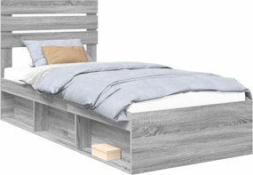 Rám postele s čelo Šedá Sonoma 90 x 190 cm Masivní borové dřevo 3411468