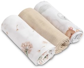 Mušelínové měkké plenky LUX, 3ks, Beer, bílá/béžová