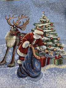 K-U ručně šitý polštářek vánoční Santa se Sobem, 45 cm x 45 cm