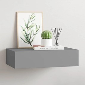 Nástěnná police se zásuvkou šedá 40 x 23,5 x 10 cm MDF 330245