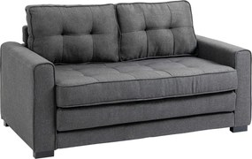 HOMCOM Rozkládací pohovka pro spaní 2-místná látková pohovka s funkcí spaní, pohovka s dotekem lnu, gumovníkové dřevo, šedá 147,5 x 75 x 85 cm | Aosom