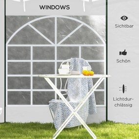 Boční panely altánu Outsunny sada 2 bočních panelů s oknem a dveřmi pro párty stan 3x3/3x6 m, Oxford, bílá| Aosom