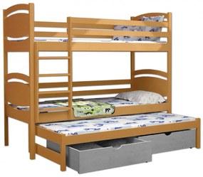 Patrová postel MASIV-V 003 80x180 cm  borovice masiv - OLŠE