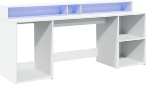 Psací stůl s LED světly bílý 200 x 55 x 91 cm kompozitní dřevo 3309438