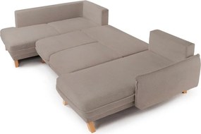 Taupe manšestrová rozkládací/s úložným prostorem rohová pohovka (levý roh/do "U") Tori – Bonami Selection