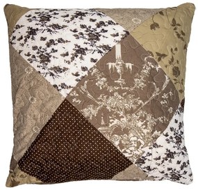 Hnědý povlak na polštář s květy Patchwork - 40*40 cm