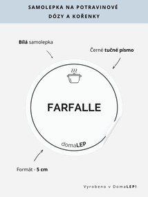 FARFALLE  – bílá samolepka na dózu, tučné písmo, 5 cm | DomaLEP