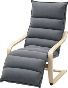 HOMCOM Tmavě šedé dřevěné relaxační křeslo s sametovým potahem, nastavitelný opěrka na nohy, moderní design pro obývací pokoj a lounge