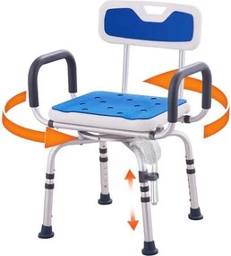 křeslo do sprchy otočná o 360° sedátko do sprchy s područkami a zádovou opěrkou