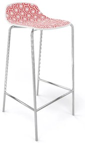 GABER - Barová židle ALHAMBRA vysoká, bíločervená/chrom