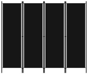 4-dílný paraván Allanis - 200x180 cm | černý