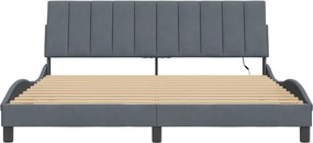 Rám postele s LED osvětlením bez matrace Hanko tmavě šedý 180 x 200 cm samet 3213794