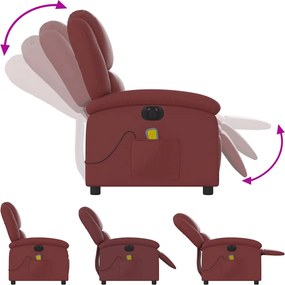 Elektrické masážní polohovací křeslo vínové umělá kůže 3204223