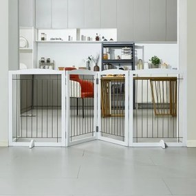 volně stojící brána pro psy 81,3 × 245,1 cm skládací brána pro domácí mazlíčky bílá