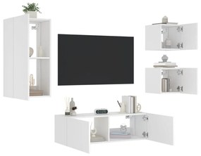 4dílná obývací stěna s LED osvětlením bílá - Default Title